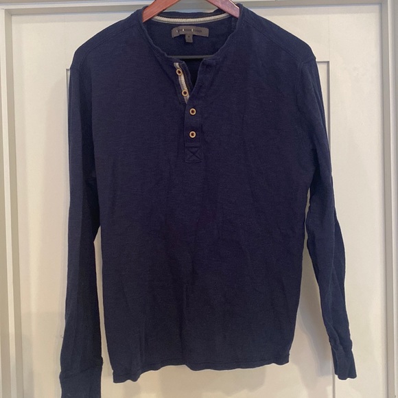 Shirts | Frederick Anderson Copenhagen Navy Blue Henley Long Sleeve ...
